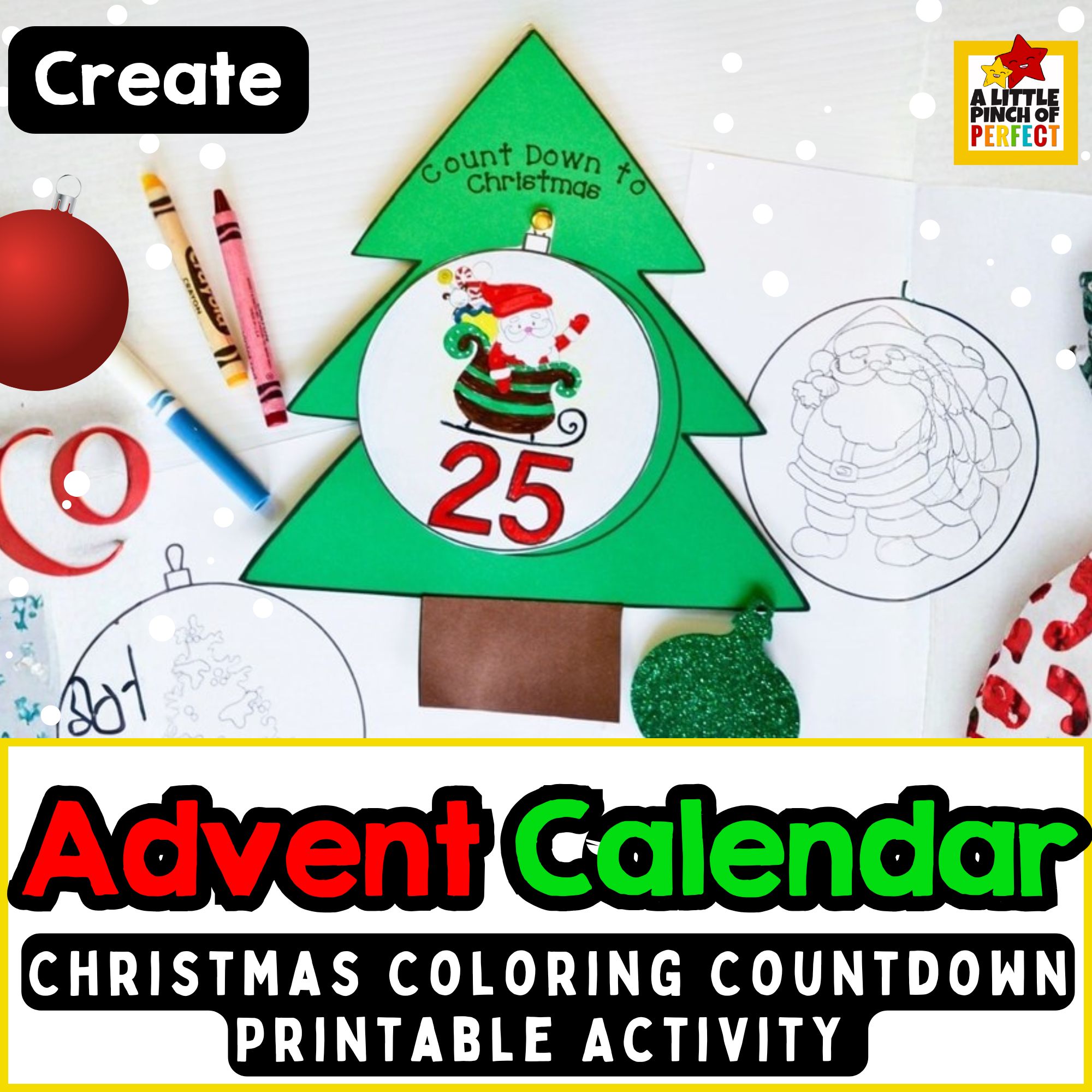 Free Printable Christmas Tree Advent Calendar for Kids to Color - A ...