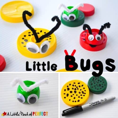 Little Bugs Recycled Lid Craft for Kids - A Little Pinch of Perfect
