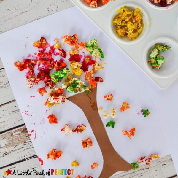 Colorful Fall Tree Popcorn Craft for Kids - A Little Pinch of Perfect