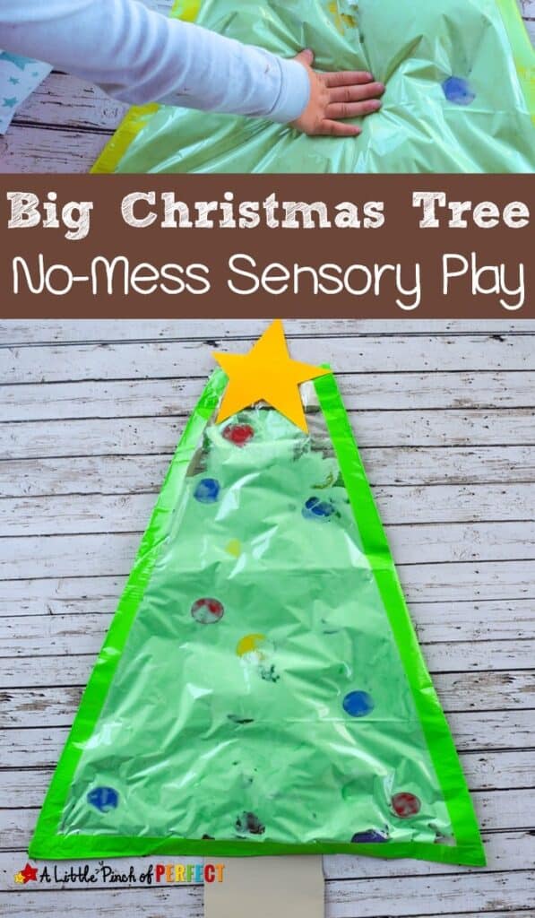 A Big Christmas Tree No-Mess Sensory Play Activity for Kids - A Little ...