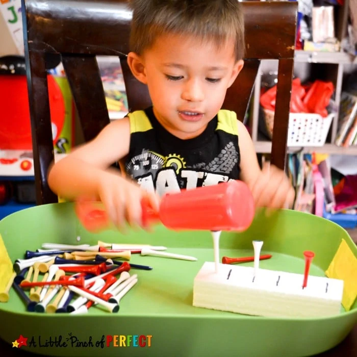 Fine Motor Skills Golf Tee Construction Activity - A Little Pinch of ...