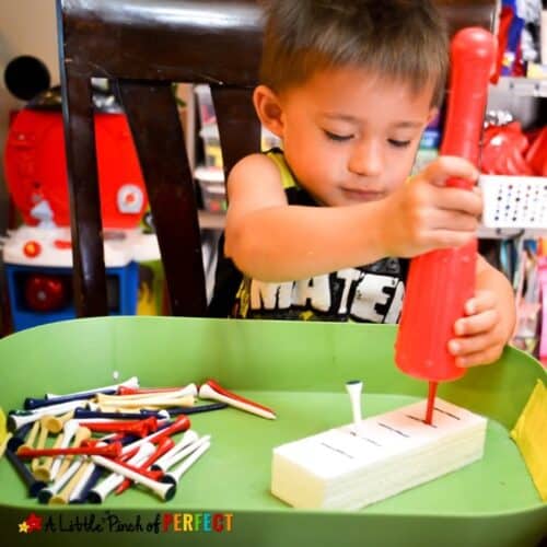 Fine Motor Skills Golf Tee Construction Activity - A Little Pinch of ...