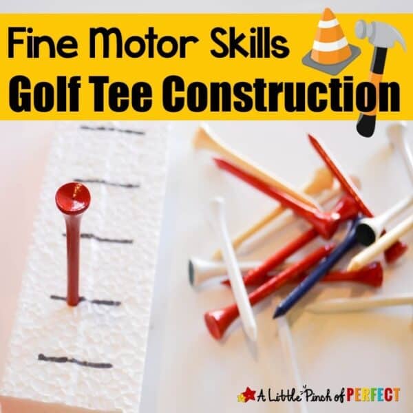 Fine Motor Skills Golf Tee Construction Activity - A Little Pinch of ...