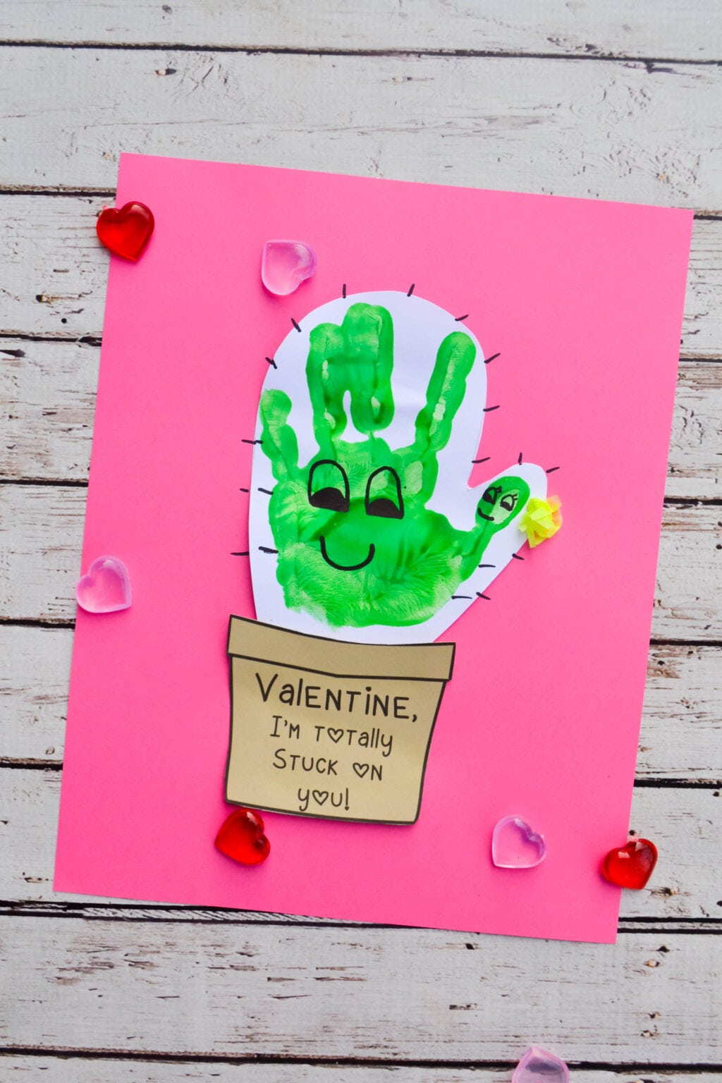Cactus Handprint Valentines Day Craft and Free Template "Hug Me and ...
