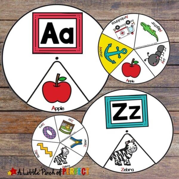 Alphabet Phonics Spinners Printable Activity - A Little Pinch of Perfect