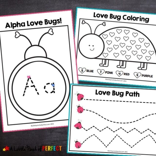 Love Bug Valentine Worksheet Activity Pack - A Little Pinch of Perfect