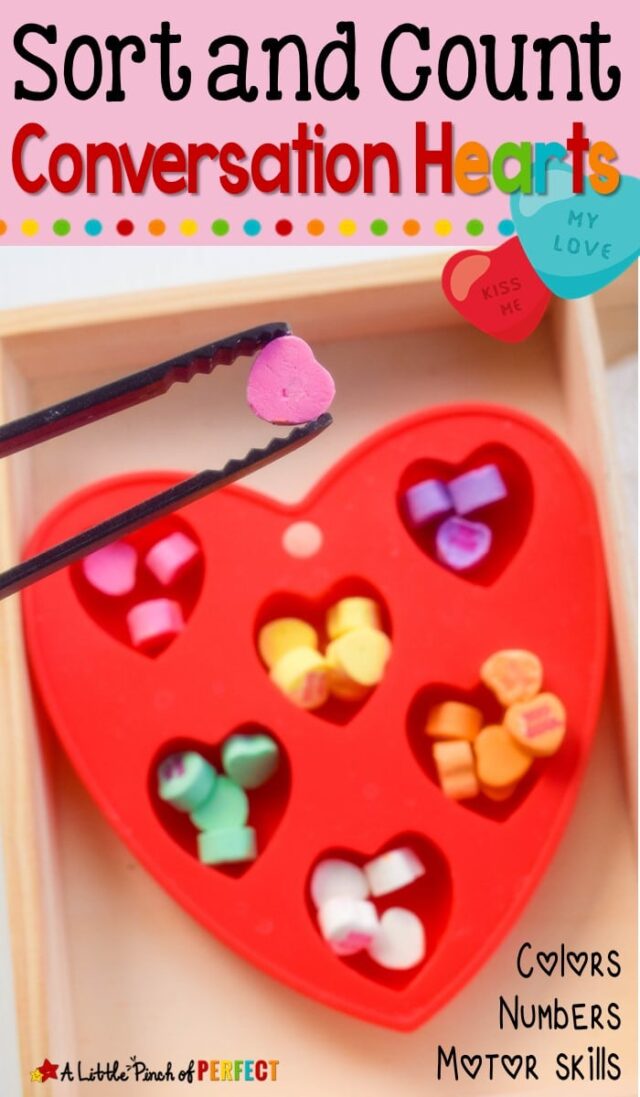 Valentine's Conversation Heart Sorting: Fine Motor Skills and Colors ...