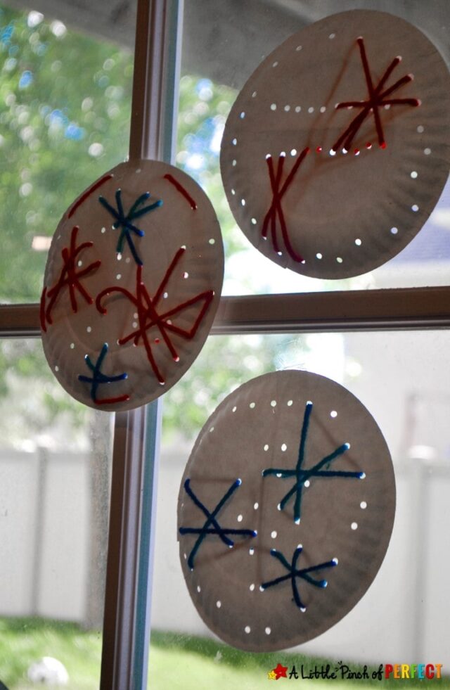 Firework Paper Plate Craft for Kids to make this 4th of July