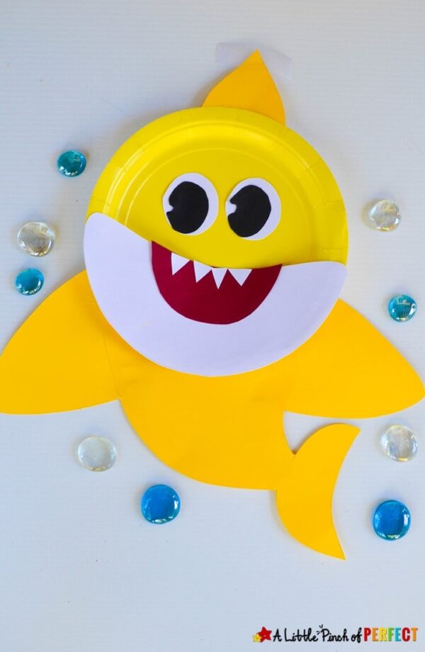 Baby Shark Paper Plate Kids Craft and Free Template - A Little Pinch of ...