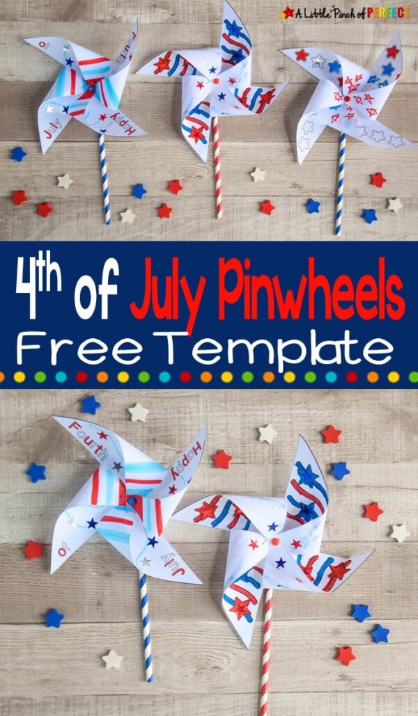 4th of July Pinwheel Kids Craft with Free Template