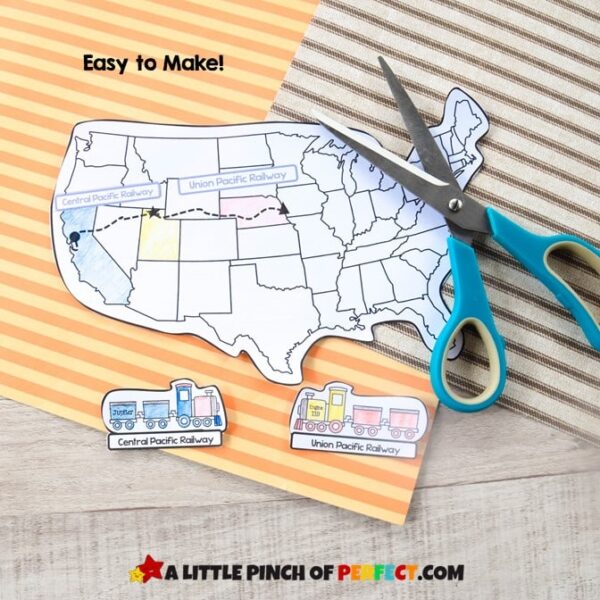 Transcontinental Railroad Map Craft for Kids - A Little Pinch of Perfect
