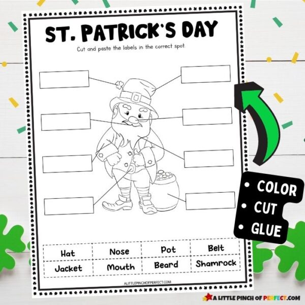 Leprechaun Color and Label Worksheet: Free Printable St. Patrick's Day ...