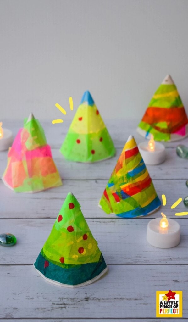 Glowing Christmas Tree Luminaries Craft for Kids - A Little Pinch of ...