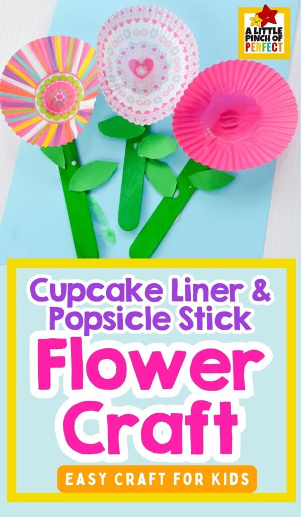 Easy Flower Craft for Kids Using Cupcake Liners and Popsicle Sticks - A ...