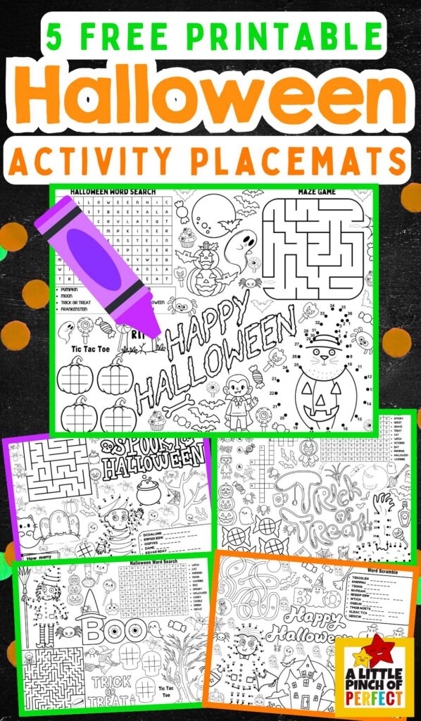 Free Halloween Activity Placemats for Kids (5 Printable Designs) - A ...